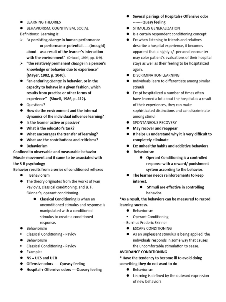 Summary | PDF | Learning | Behaviorism