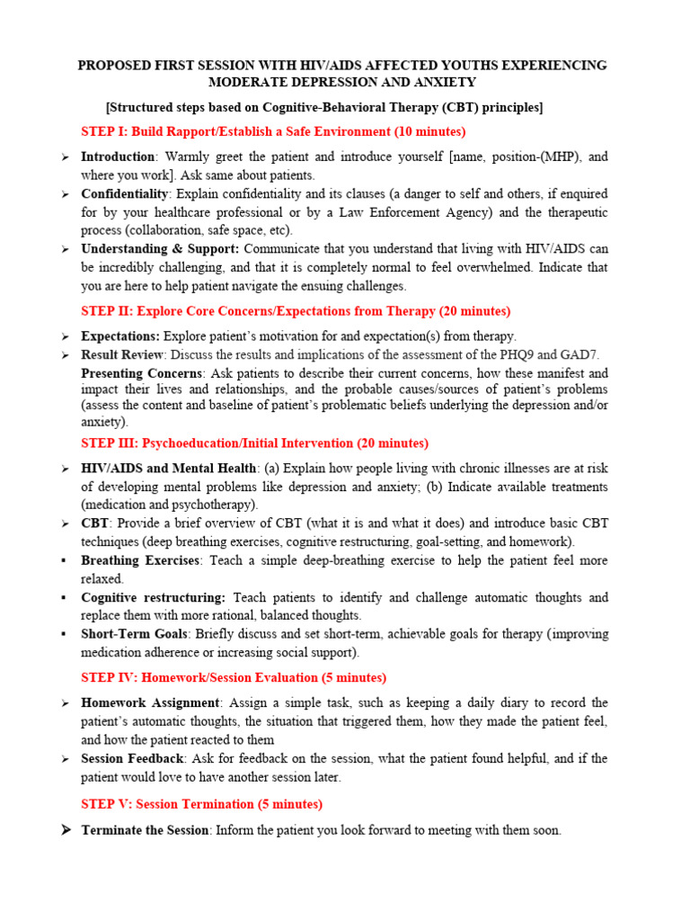 First Session Structure (CBT) | PDF | Cognitive Behavioral Therapy ...