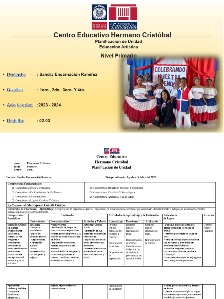 Planificación Artística para 1er Grado | PDF | Ritmo | Evaluación