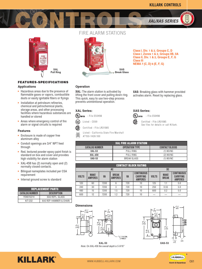 13.- Estación manual de alarma para exterior XAL-53 KILLARK | Download Free PDF | Secondary ...