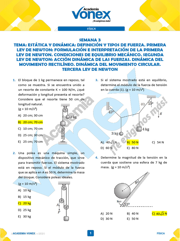 Fisica S3 SM | PDF | Fuerza | Las leyes del movimiento de Newton