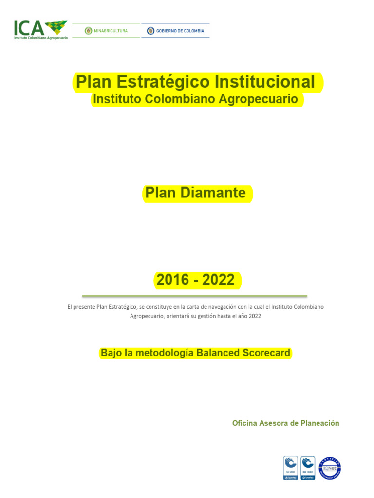 PLAN-ESTRATEGICO-ICA-2016-2022 PLAN DIAMANTE (1) | PDF | Planificación ...