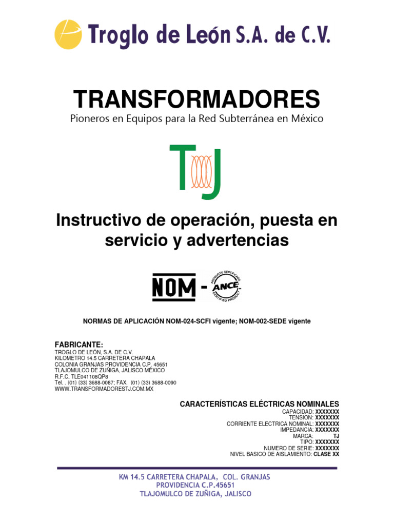 Manual de Operacion y Mantenimiento V2 | PDF | Transformador | Aislador (Electricidad)
