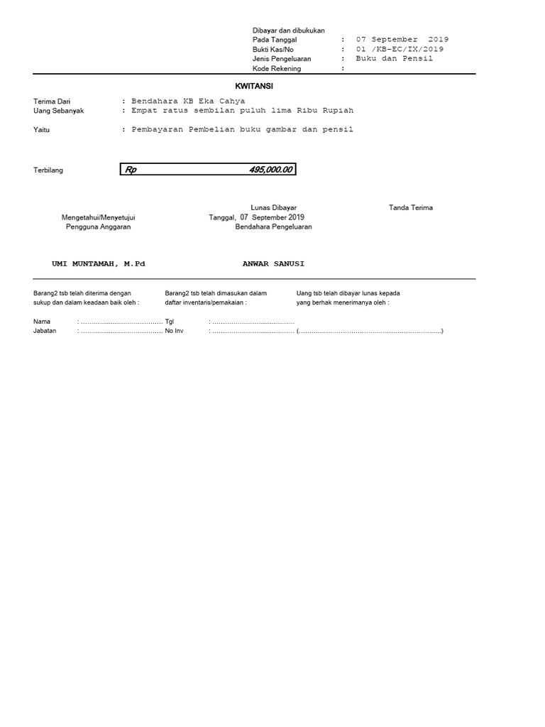 Format Kwitansi SPJ Bos | PDF