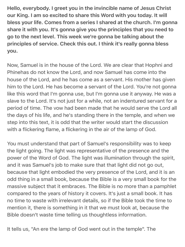 Hello, everybody. I greet you in the invincible name of Jesus Christ ...