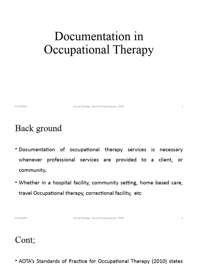 Occupational Therapy Documentation Guide | PDF | Occupational Therapy ...