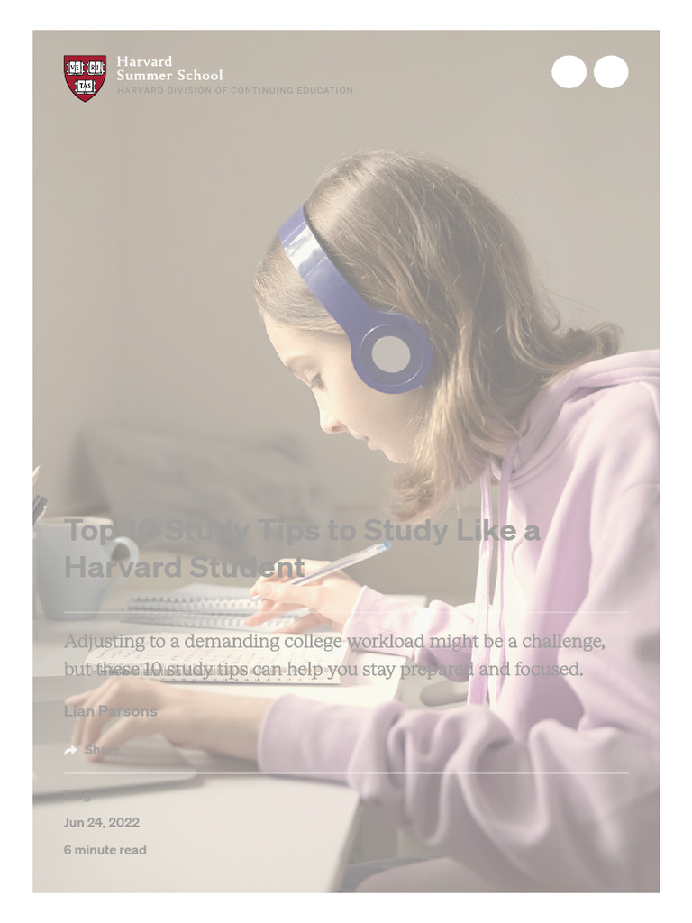 Top 10 Study Tips To Study Like A Harvard Student - Harvard Summer ...