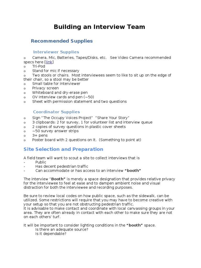 Essential Supplies for Interview Teams | PDF | Microphone | Interview