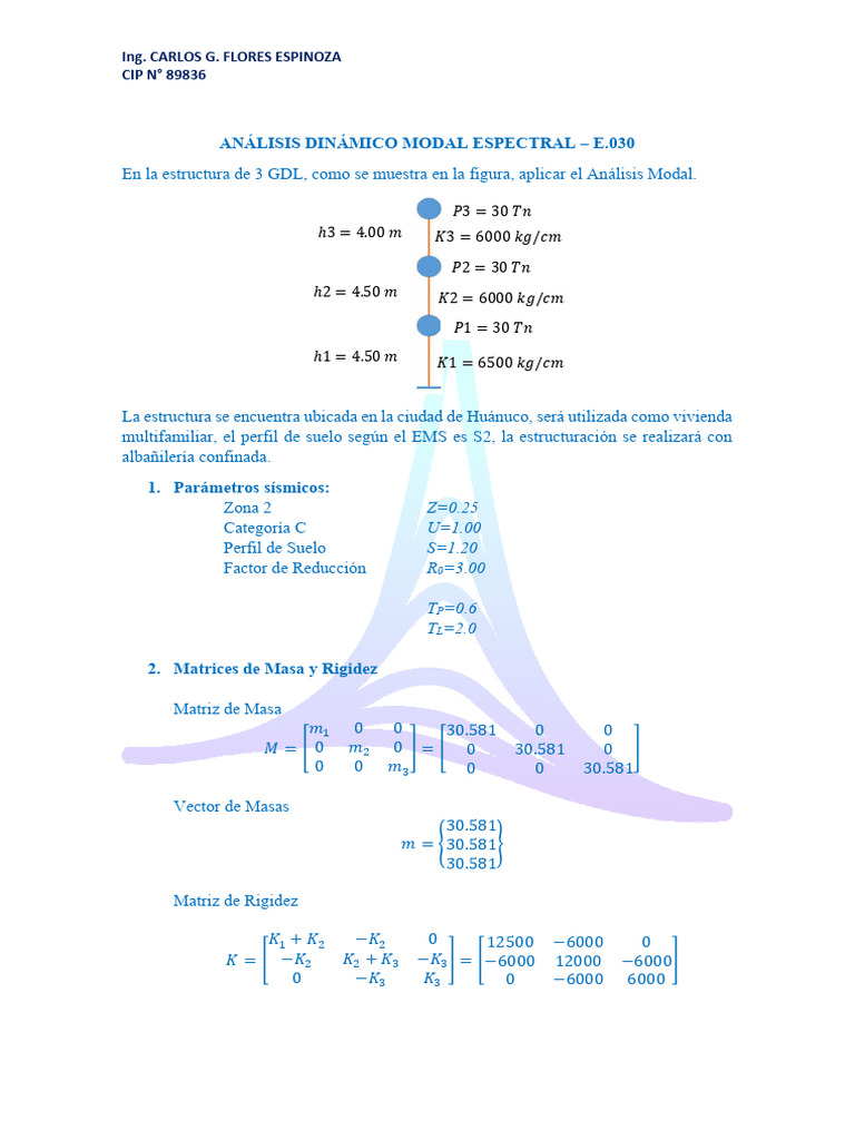 Análisis Modal de Estructura en Huánuco | PDF | Álgebra lineal | Álgebra
