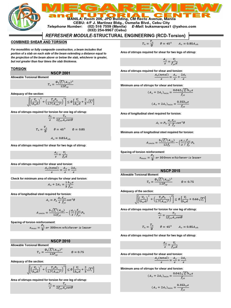 Refresher-Module-37-TORSION (Part 1) | PDF | Beam (Structure) | Applied And Interdisciplinary ...