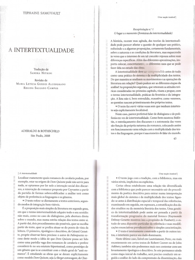 SAMOYAULT - A Intertextualidade (Excertos) | PDF