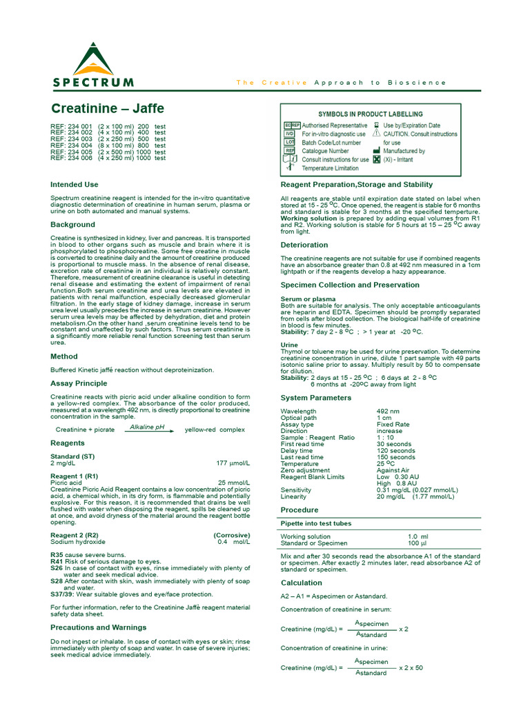 Creatinine-–-Jaffe | PDF | Creatinine | Kidney