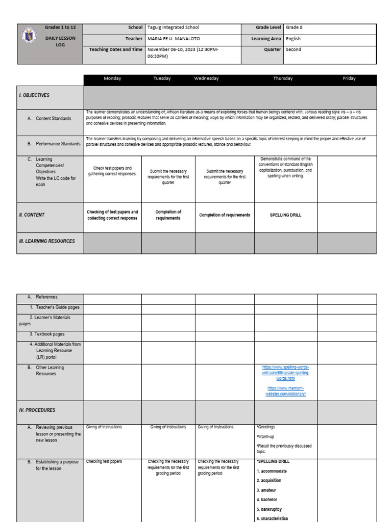 Q2 - W1 - Completion of Requirements | PDF | Learning | Cognition