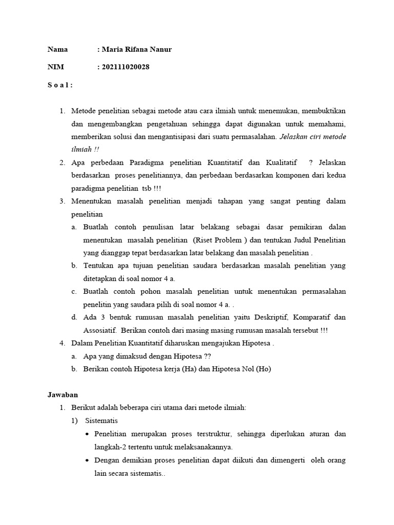 Uts Metode Penelitian | PDF