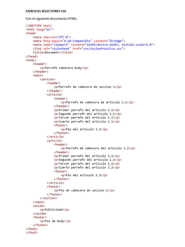 Ejercicio Selectores CSS | PDF | Informática
