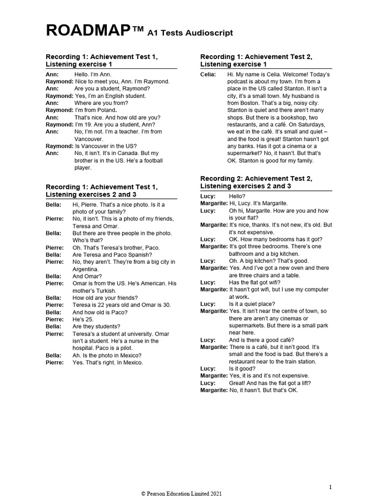 Tests Audio Scripts (Word) | PDF | Cuisine