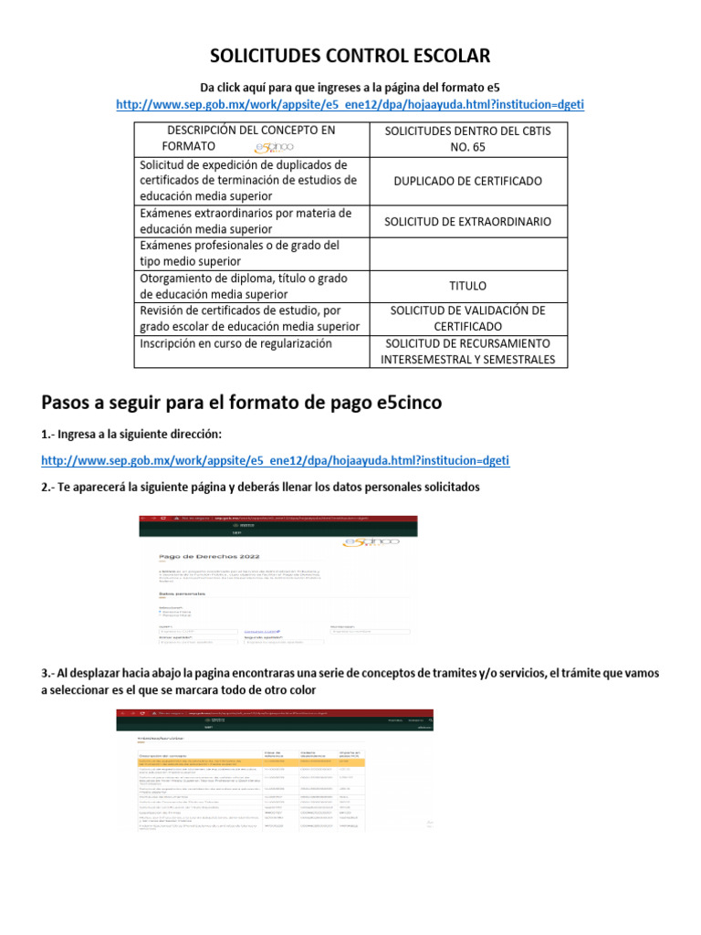 PASOS PARA PAGAR SOLICITUDES EN CONTROL ESCOLAR | PDF