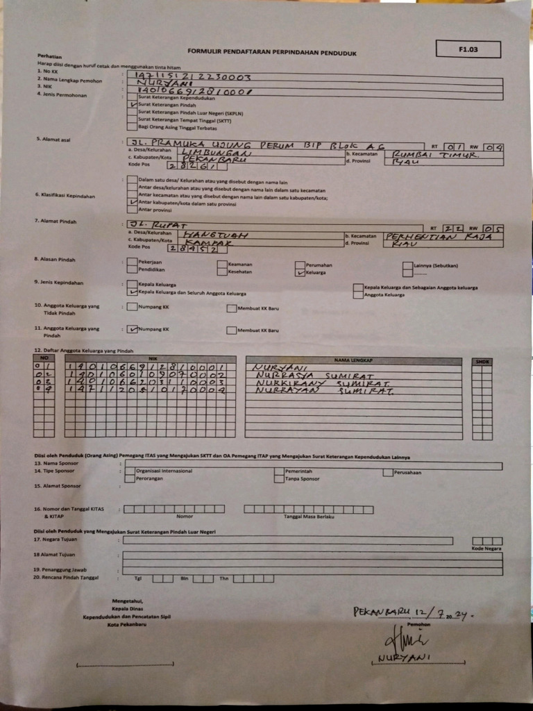 Formulir f1.03 | PDF