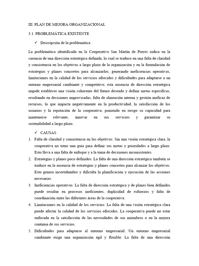 III. Descripcion de La Problematica | PDF | Planificación | Business