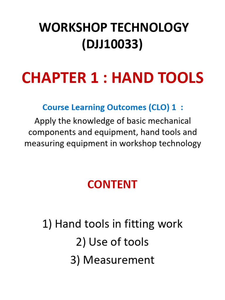 DJJ10033 - Chapter 1 - Hand Tools | PDF | Screw | Metalworking