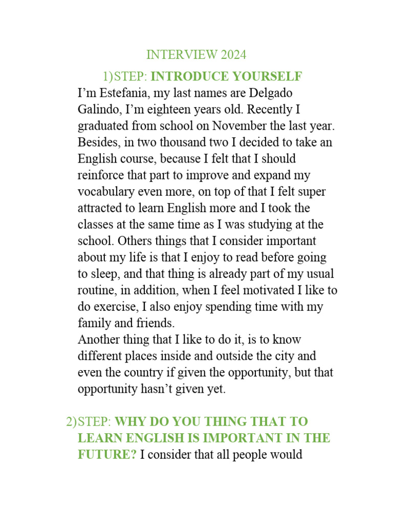 Interview 2024 (2) For Finishing Second Part | PDF | English Language | Human Communication