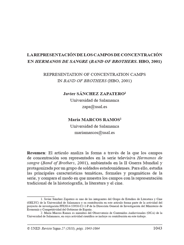 La Representacion de Los Campos de Concentracion en Hermanos de Sangre ...