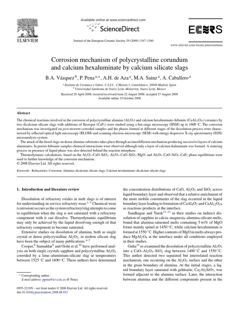 Corrosion Mechanism of Polycrystalline Corundum and Calcium ...