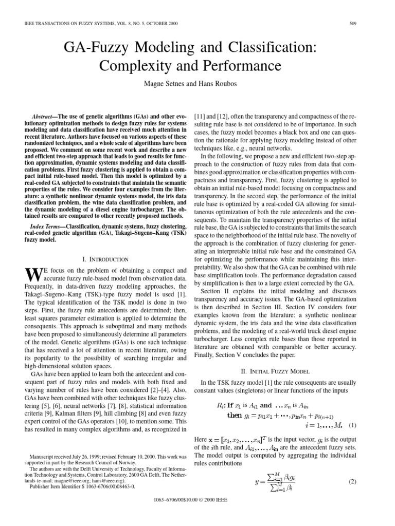GA Fuzzy Modeling and Classification Com | PDF | Mathematical Optimization | Cluster Analysis