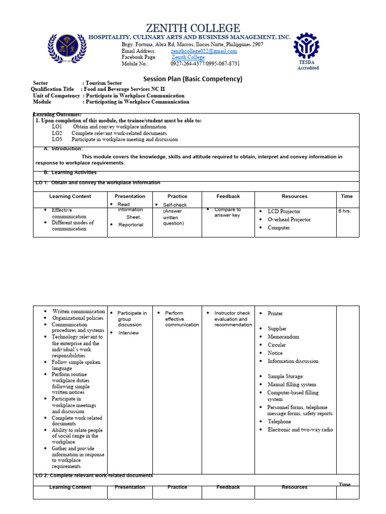 FBS BASIC Session Plan | PDF | Occupational Safety And Health ...