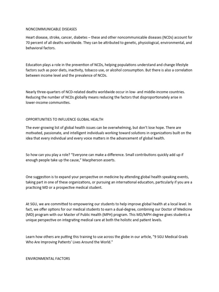 Noncommunicable Diseases | PDF | Non Communicable Disease | Measles