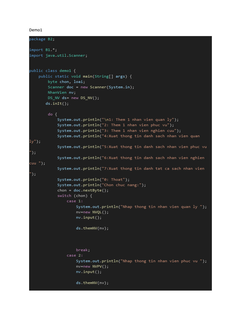 Demo1: B2 B1 Java Util Scanner | PDF | Vietnam | Vietnamese People