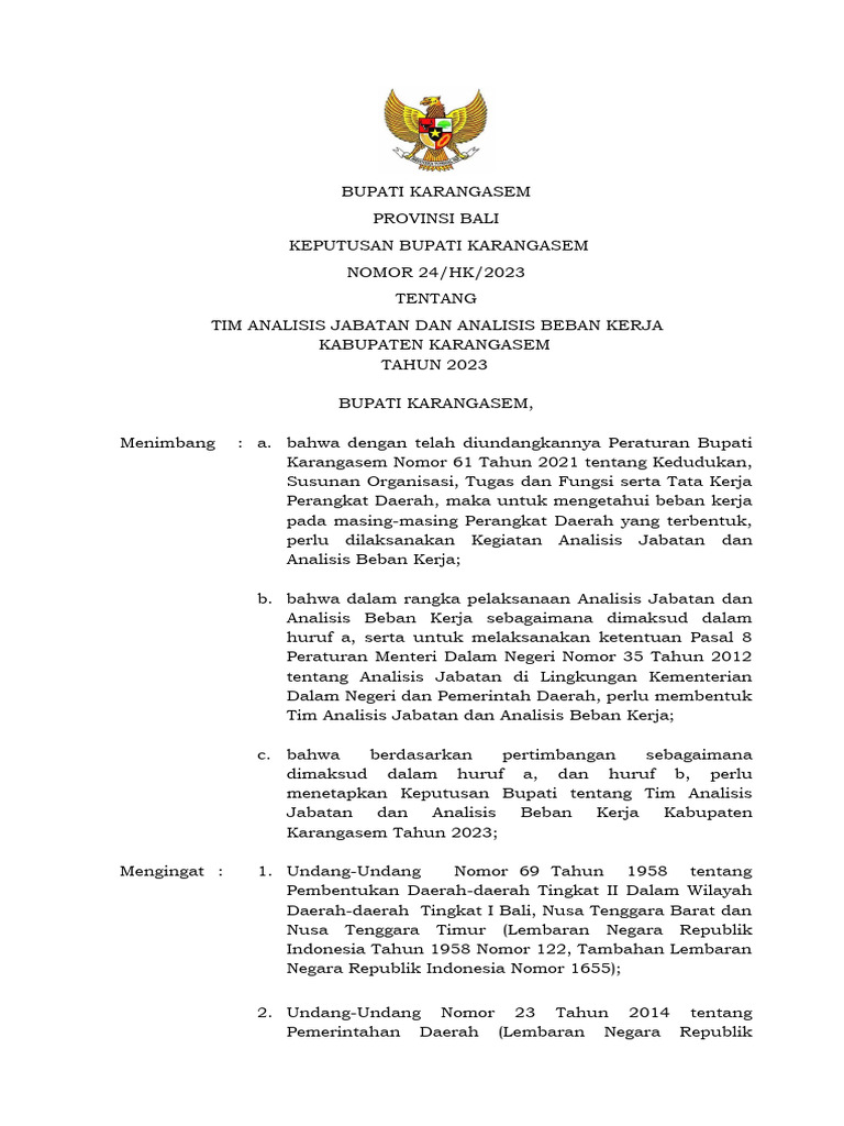 SK TIM Anjab 2023 | PDF