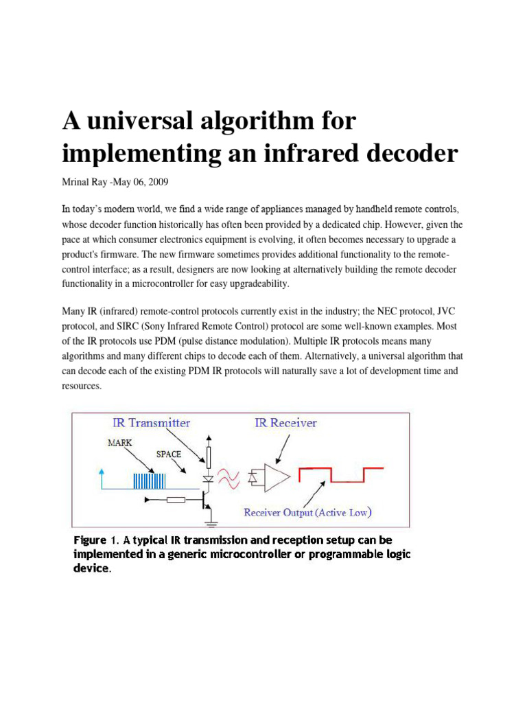 Universal Algorithm For Implementing An Infrared Decoder | PDF | Remote ... Universal Algorithm For Implementing An Infrared Decoder | PDF | Remote ...