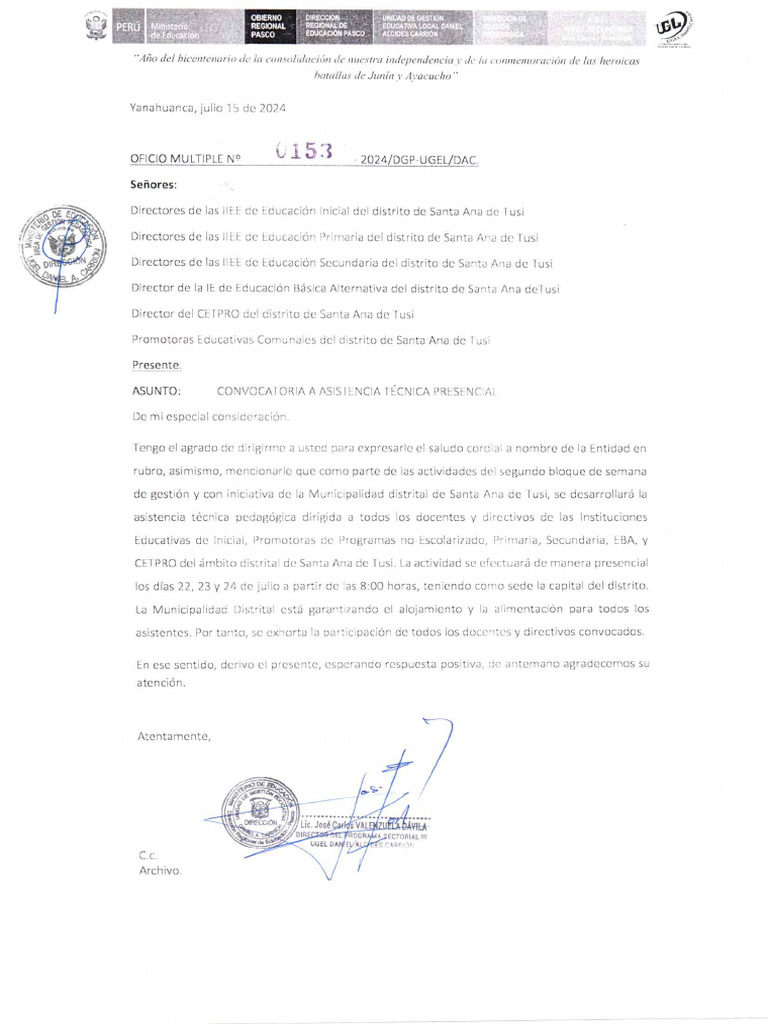 Oficio Mult. 0153-2024 | PDF