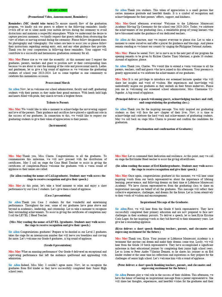 Script-for-Graduation | PDF