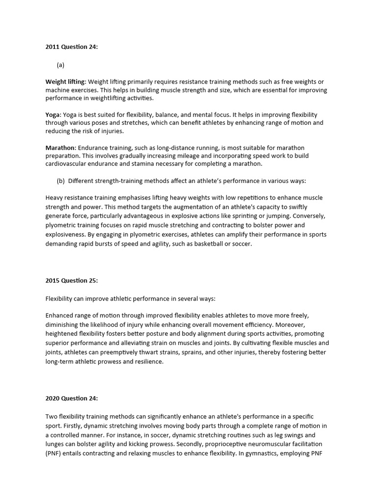 PDHPE HSC Question Examples | PDF | Strength Training | Flexibility ...
