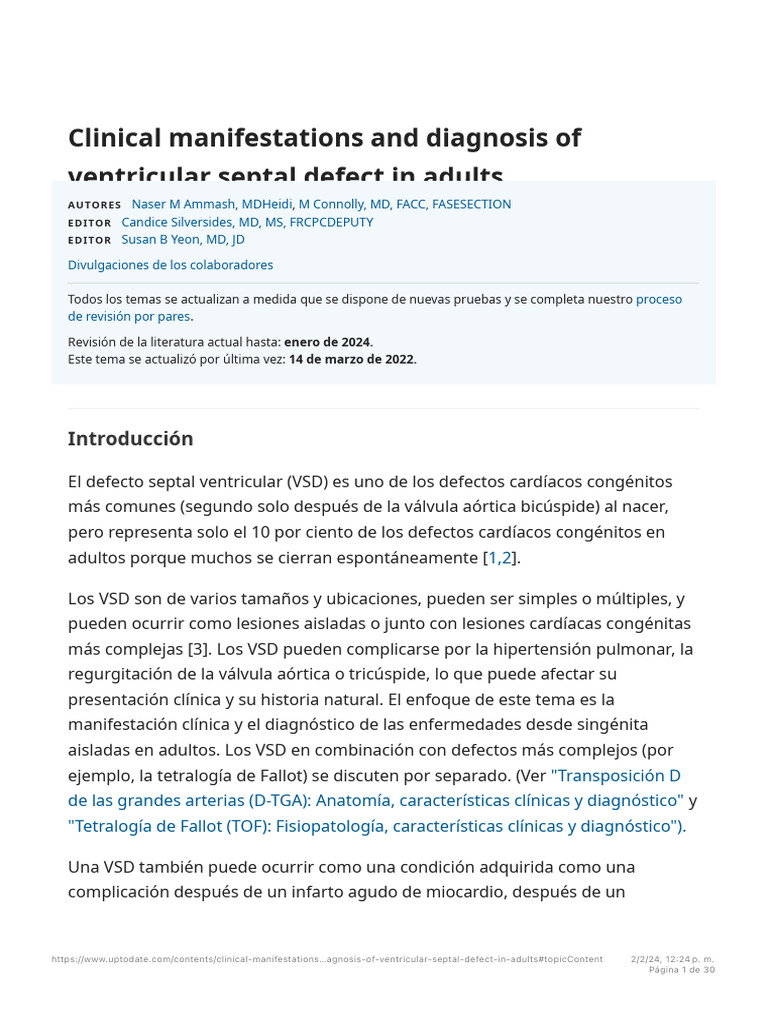 Manifestaciones Clínicas y Diagnóstico de Defecto Del Tabique ...