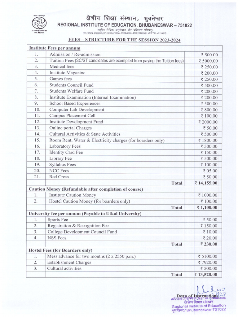 FEE Structure 2023-24-2023 | PDF