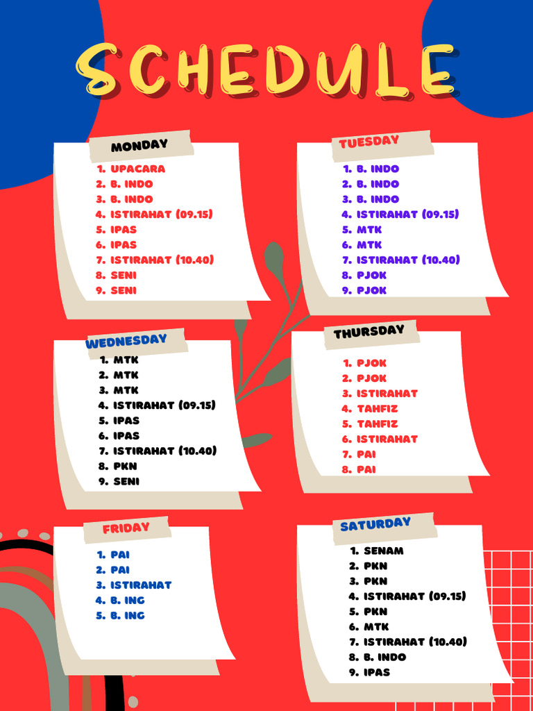 Jadwal Pelajaran 6b | PDF