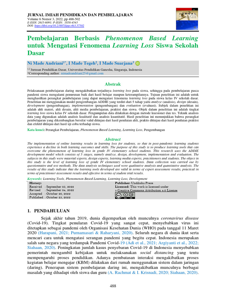 Pembelajaran Berbasis Phenomenon Based Learning Un | PDF | Ilmu Sosial