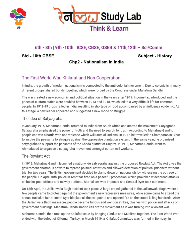 Nationalism in India | PDF | Mahatma Gandhi | Indian Nationalism