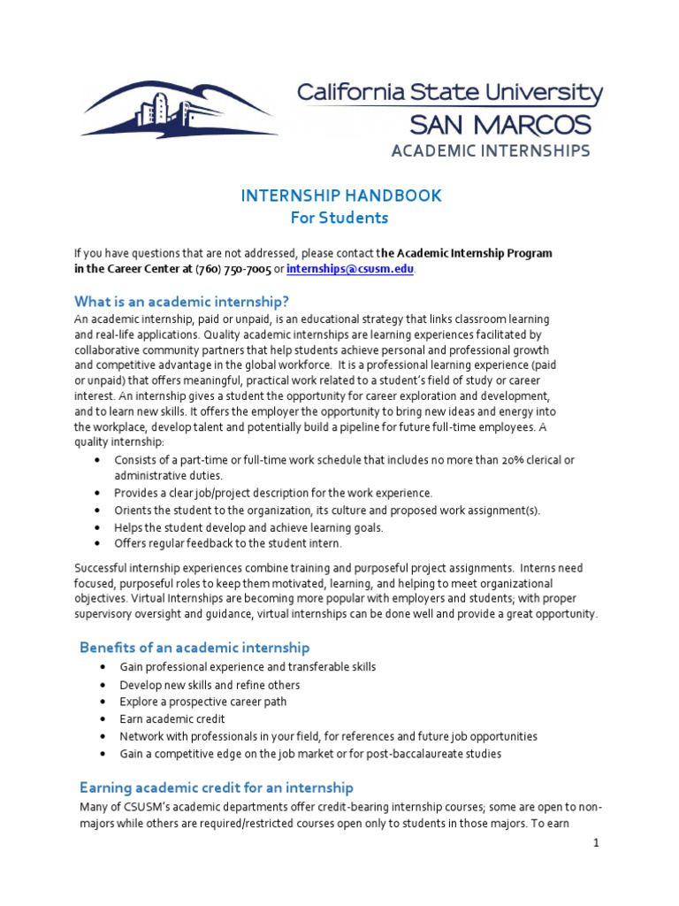 Student Intern Handbook2023 | PDF | Internship | Job Hunting