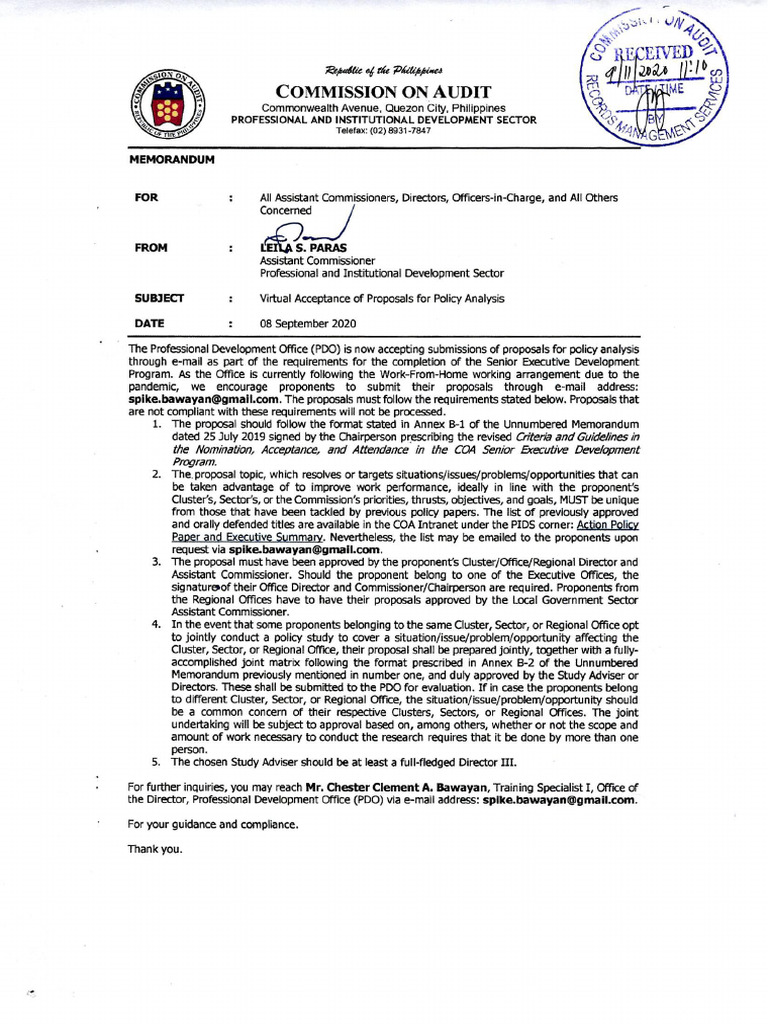 COA PIDS Memo09082020 | PDF