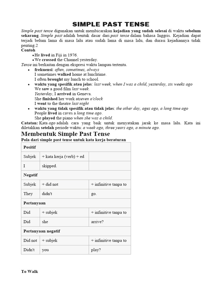 Definisi Dari Simple Past Tense | PDF | Linguistics | Grammar