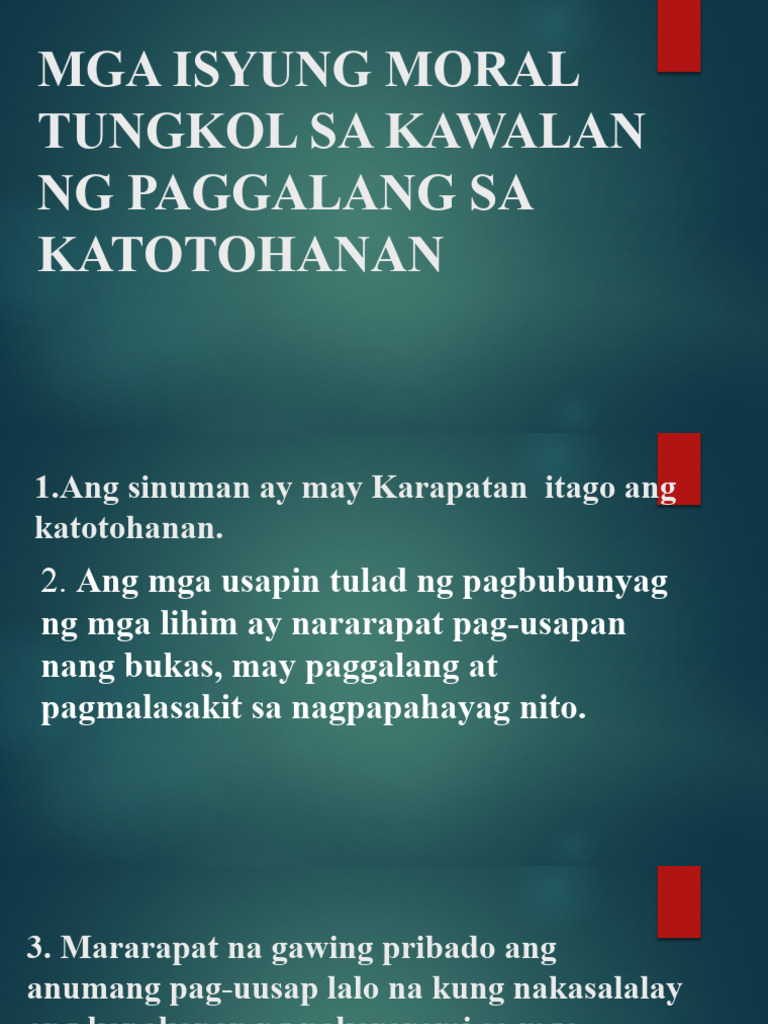 Mga Isyung Moral Tungkol Sa Kawalan Ng Paggalang | PDF