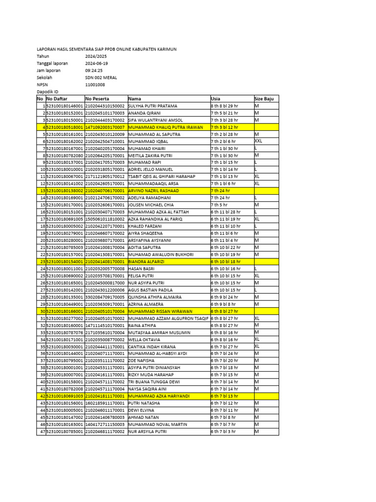 PPDB Karimun 2024/2025 Results | PDF