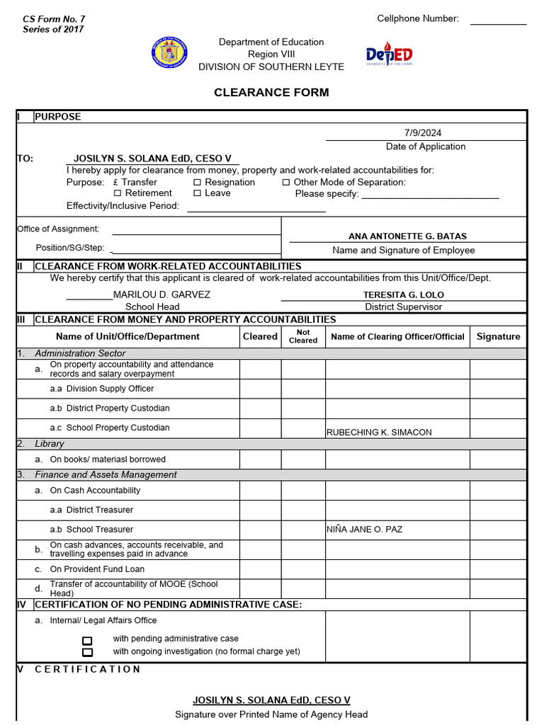 Clearance Form No. 7 Form - XLSX 2 | PDF | Business | Economies