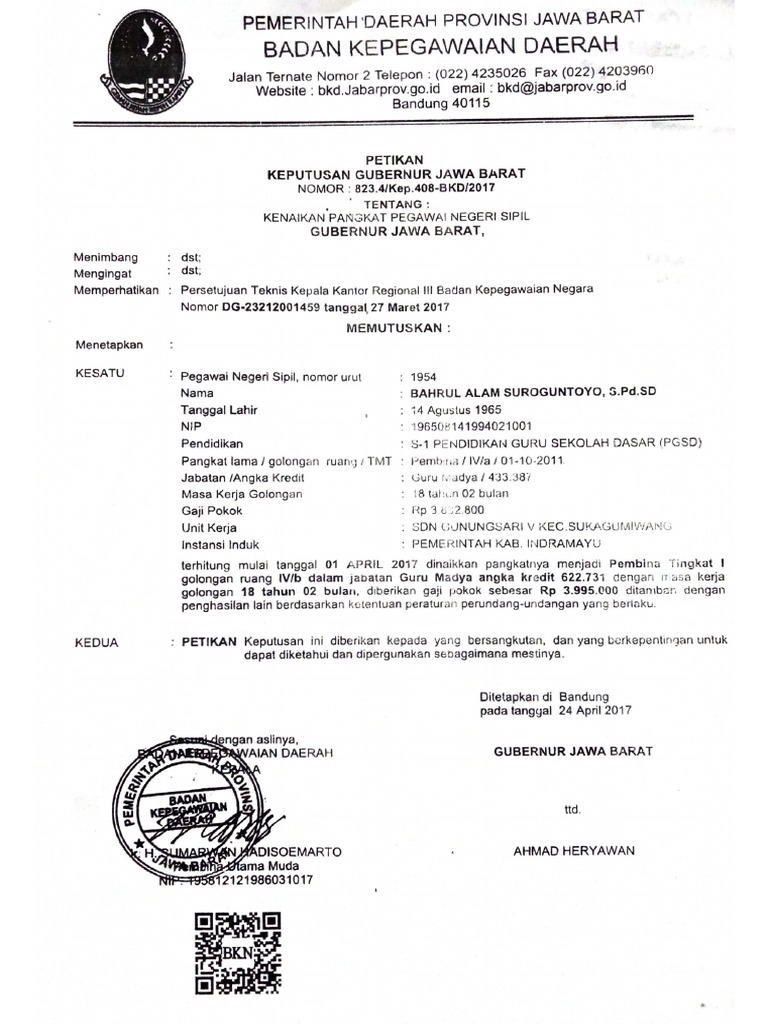 SK Pangkat Terakhir Bahrul Alam S. | PDF