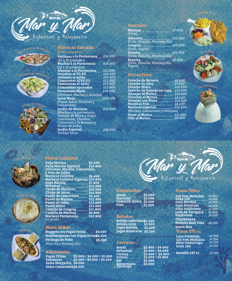 Menú de Mariscos y Pescados | PDF | Mariscos | Cocina latinoamericana