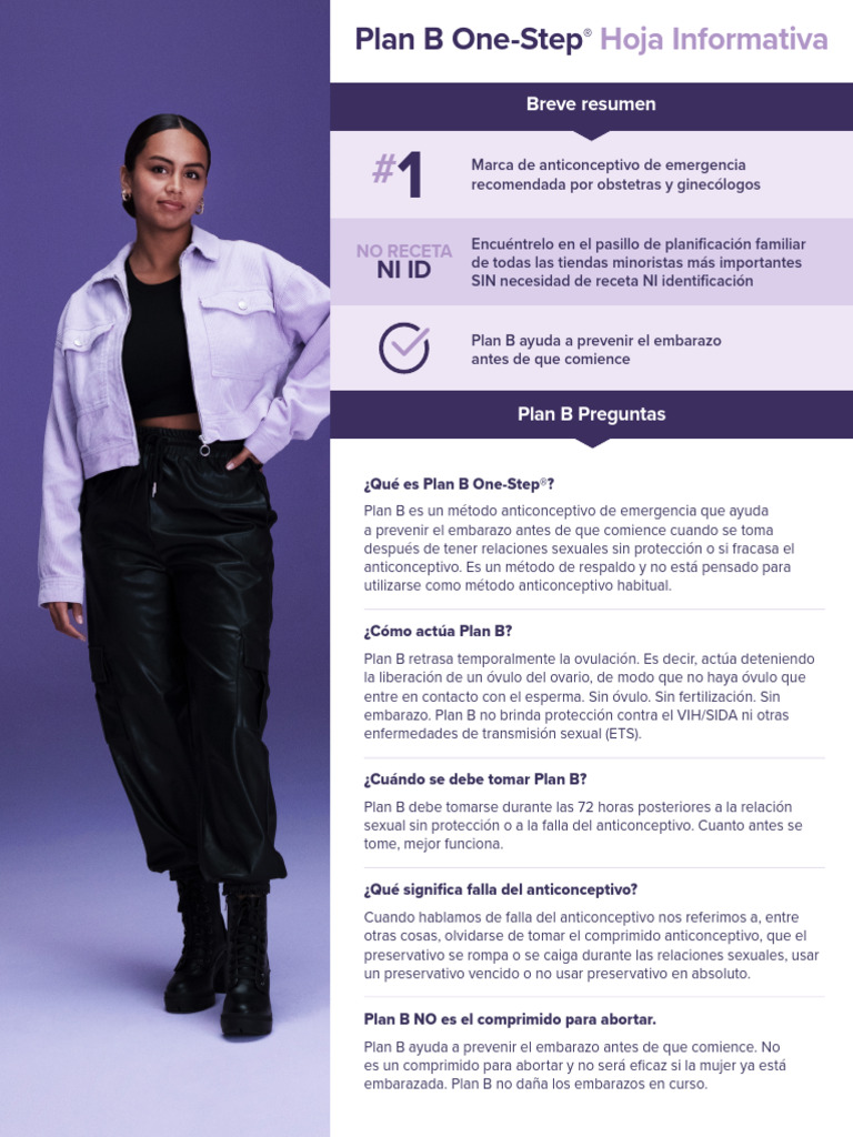 Plan B One Step Fact Sheet Spanish | PDF | Control de la natalidad | El ...